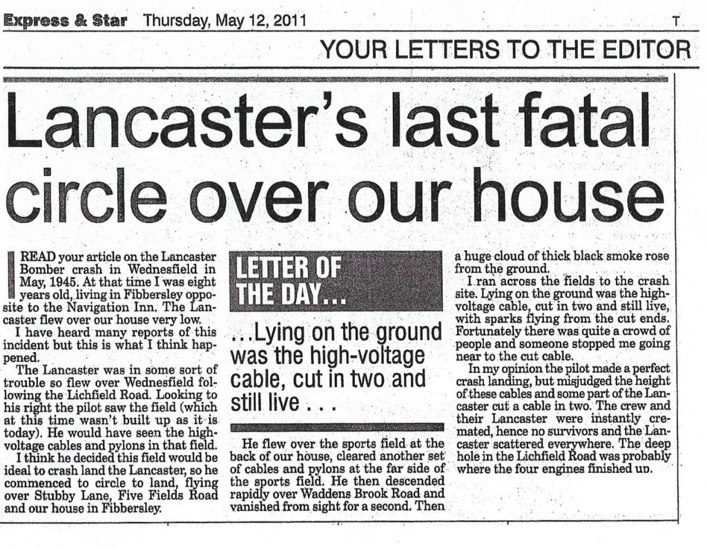 The Lancaster Memorial Project | Wednesfield History Society
